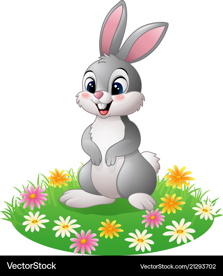 Cartoon rabbit on the grass Royalty Free Vector Image