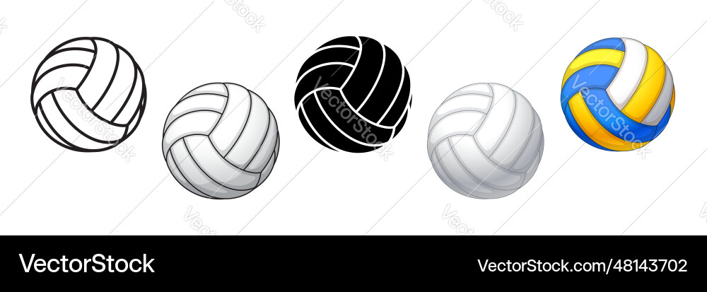 Classic volleyball set of 5 Royalty Free Vector Image