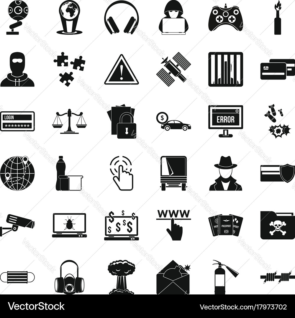 Cyber icons set simple style Royalty Free Vector Image