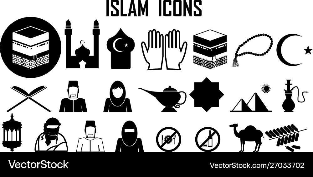 Islamic website icons set Royalty Free Vector Image
