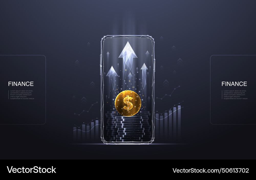 Mobile cellphone with golden dollar coin Vector Image