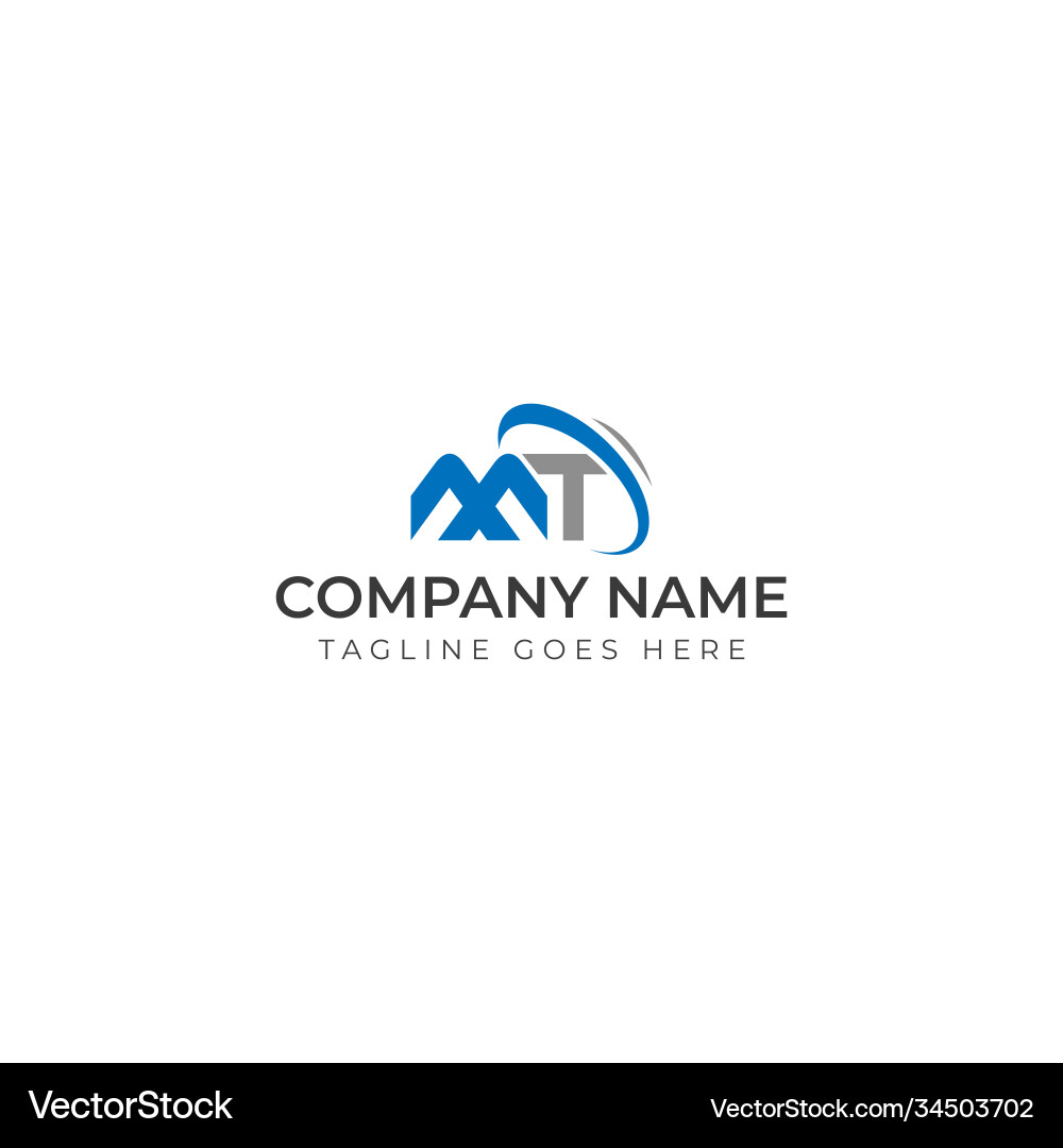 MT Initials Logo - Modern Monogram Royalty Free Vector Image