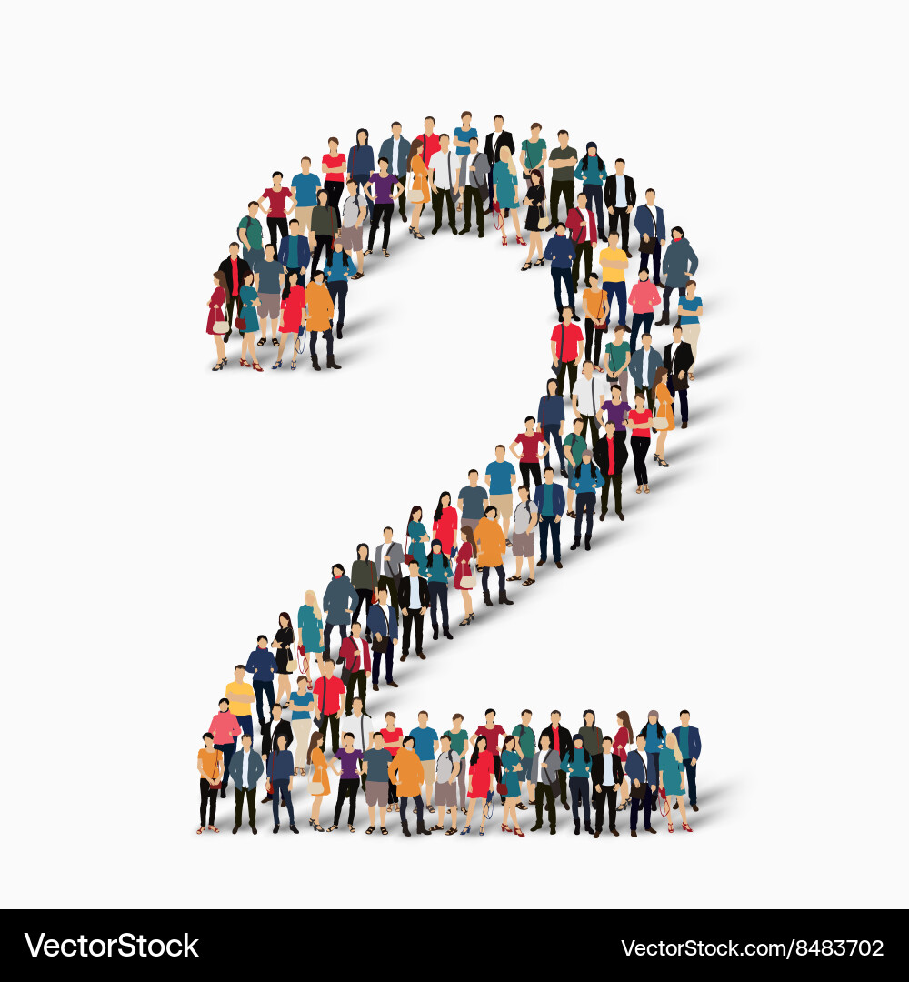 People Shape Number Two Royalty Free Vector Image