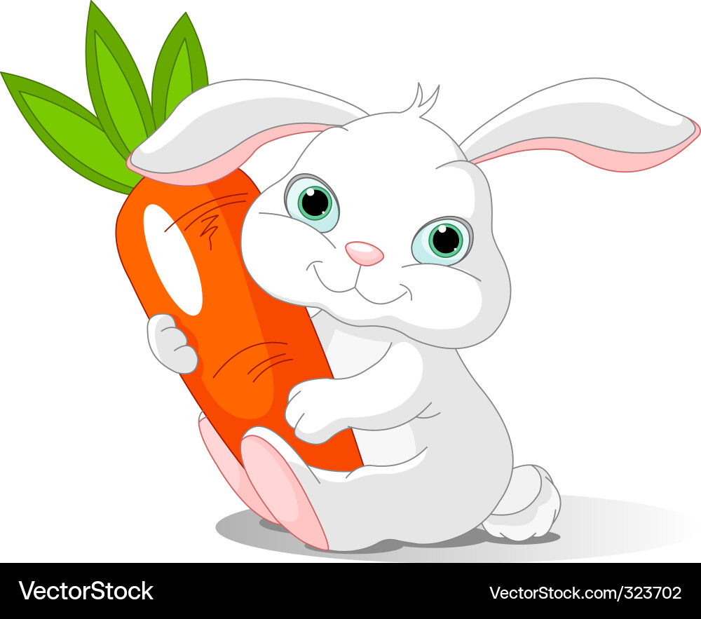 Rabbit holds carrot Royalty Free Vector Image - VectorStock
