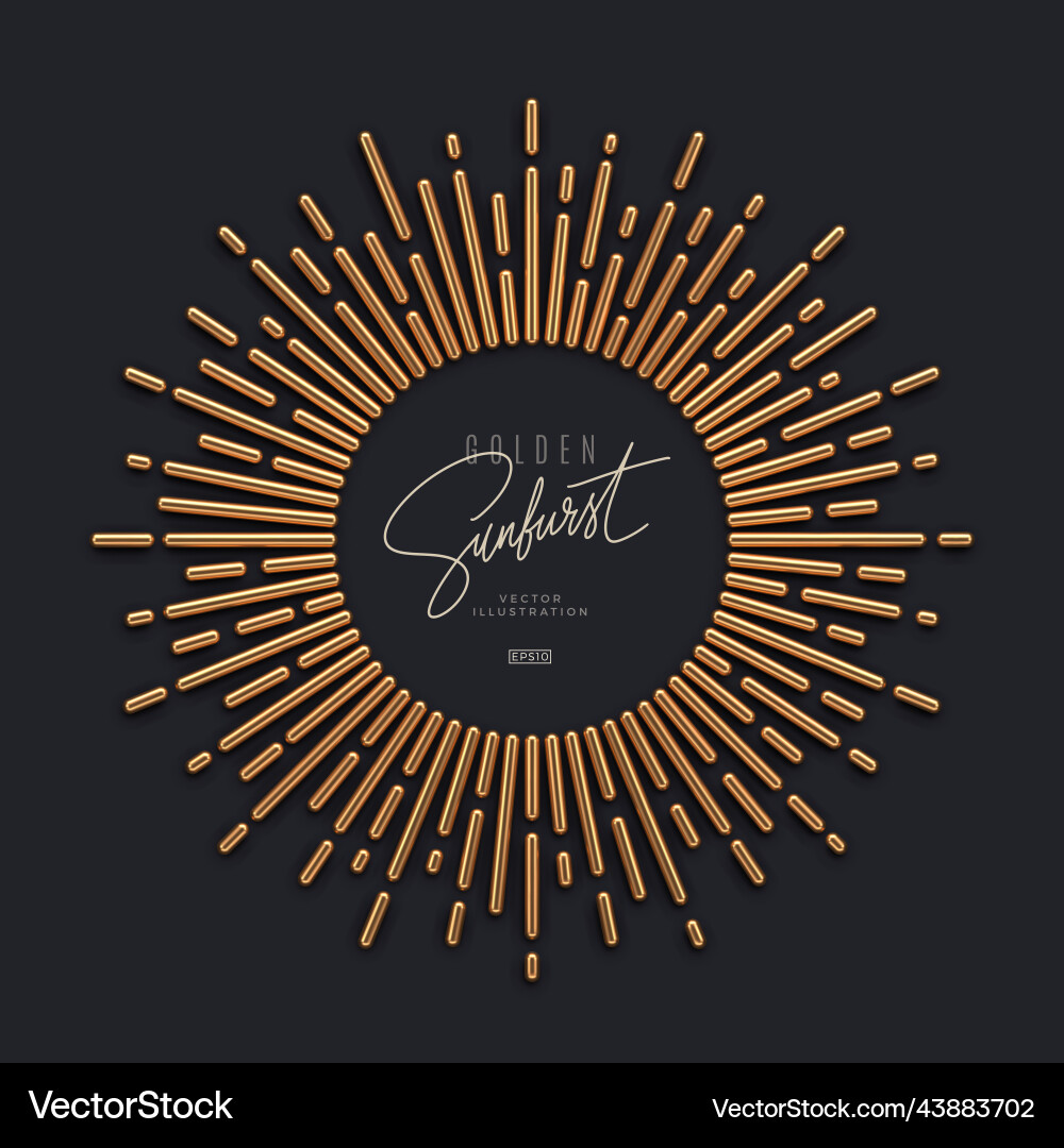 Realistic gold metal sunburst rays Royalty Free Vector Image