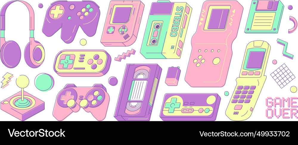Retro electronic devices vintage gadgets Vector Image