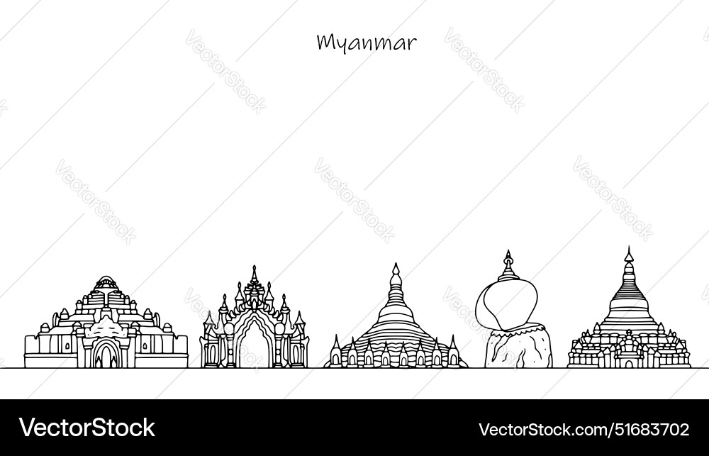 Sights of myanmar Royalty Free Vector Image - VectorStock