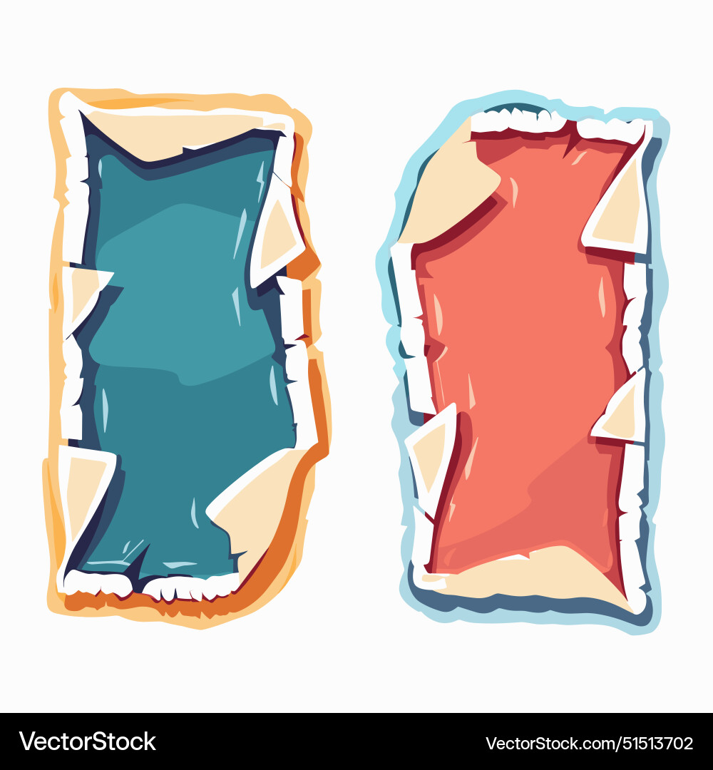 Two cartoon candy wrappers slightly crumpled one Vector Image