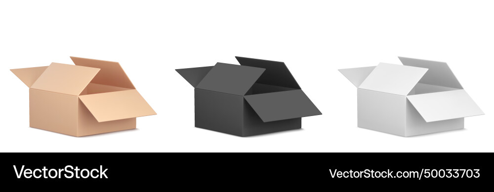 3d cardboard boxes set Royalty Free Vector Image