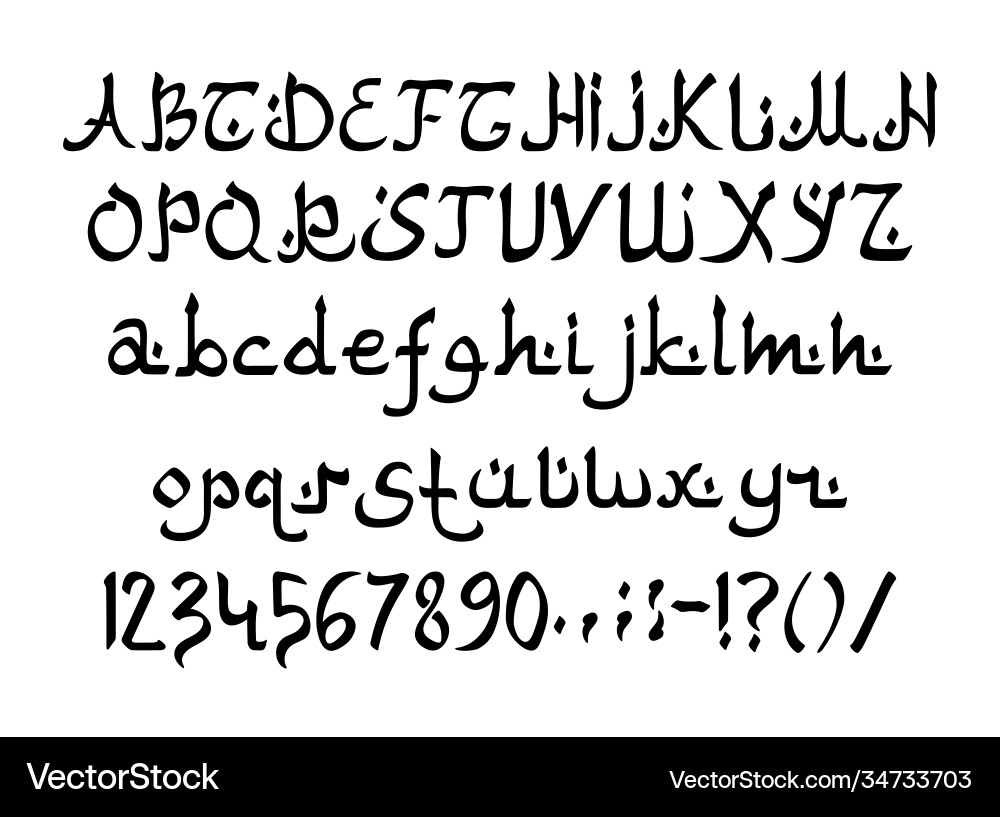 Arabic style black font on white background Vector Image