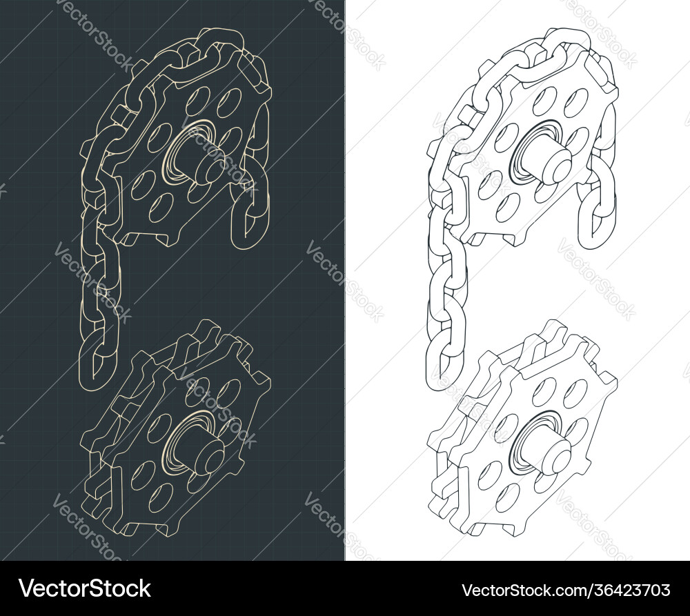 Chain transmission drawings Royalty Free Vector Image