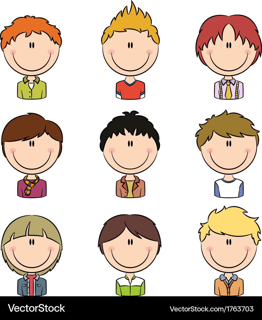 Diverse Teenager Avatars Royalty Free Vector Image