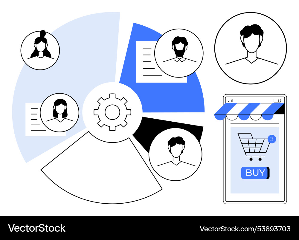 E-commerce team management and online shopping Vector Image