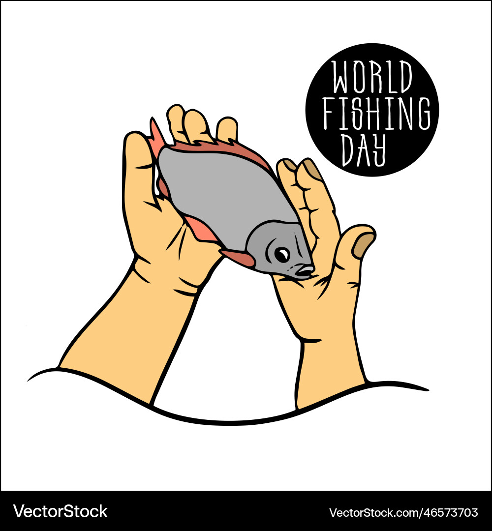 Fisherman holds in his hands big caught fresh Vector Image