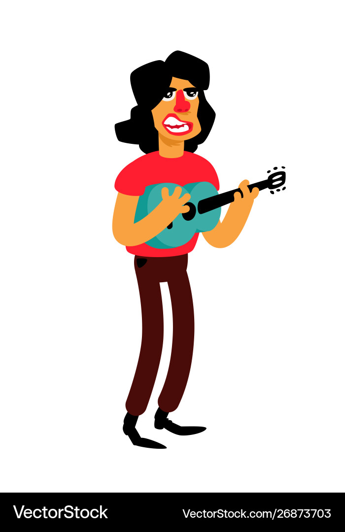 Funny Singer with Guitar Cartoon Royalty Free Vector Image