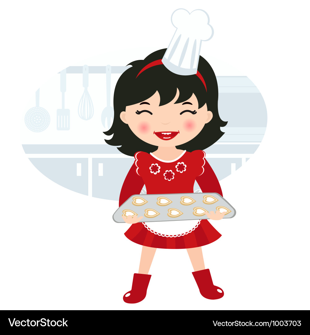 Girl baking cookies Royalty Free Vector Image - VectorStock