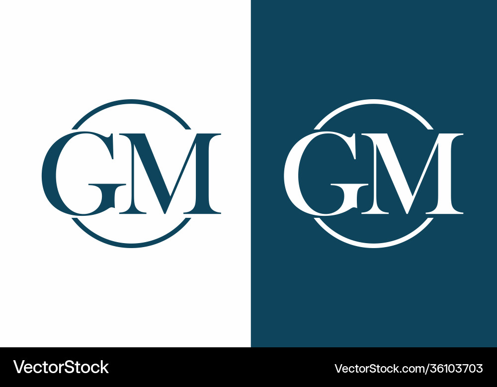 Gm letter in circle logo Royalty Free Vector Image