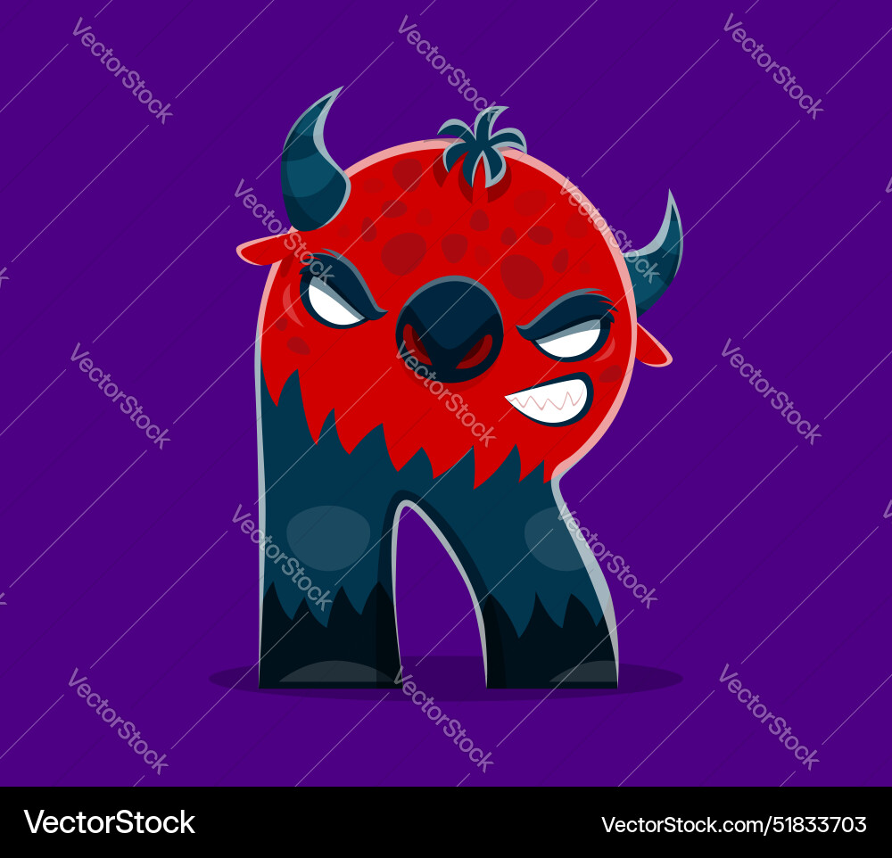 Halloween font letter r devil monster character Vector Image