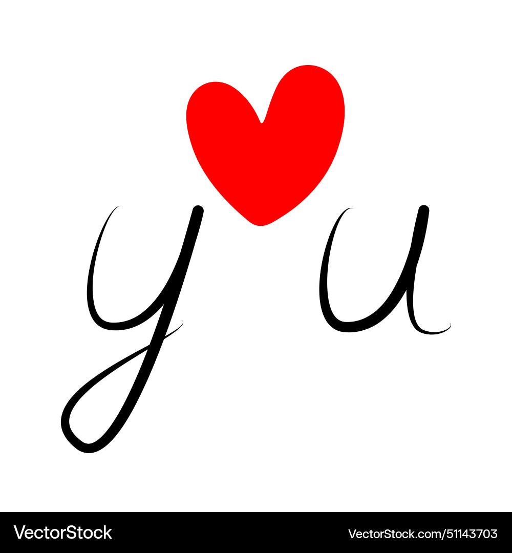 Love you lettering design concept in minimalistic Vector Image