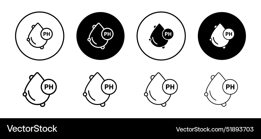 Ph value icon set collection outline Royalty Free Vector