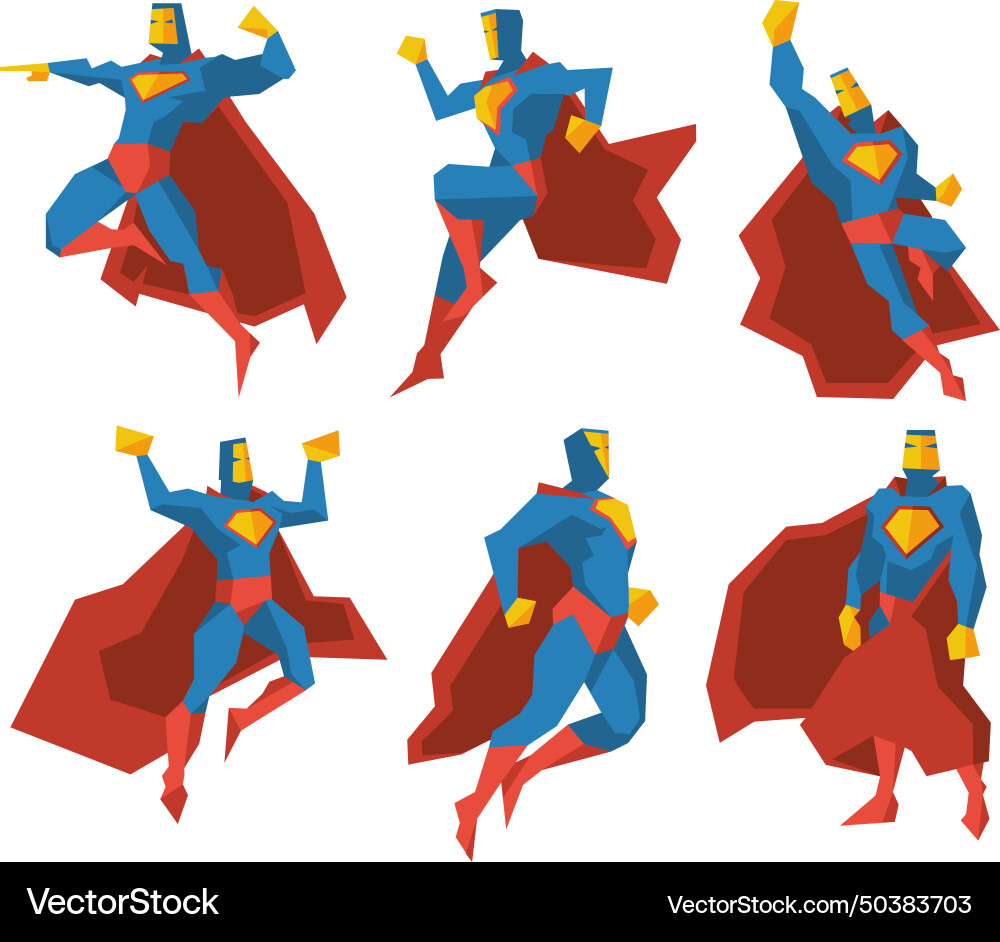 Superhero silhouettes character set Royalty Free Vector