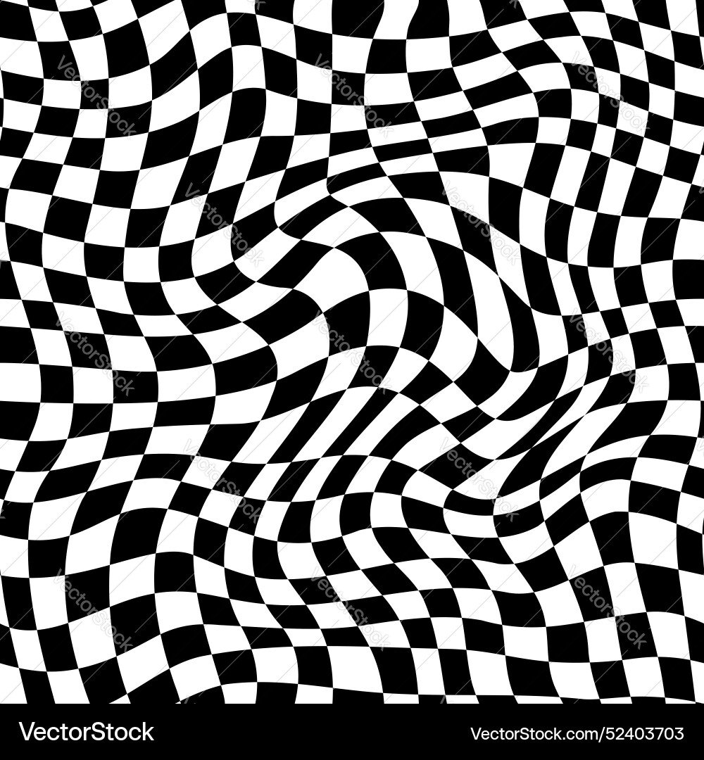 Trippy checkerboard wavy optical illusion checker Vector Image
