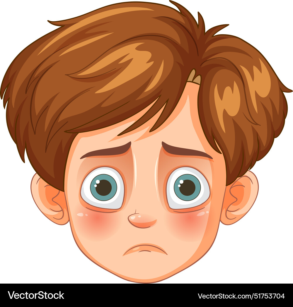A sad boys face Royalty Free Vector Image - VectorStock