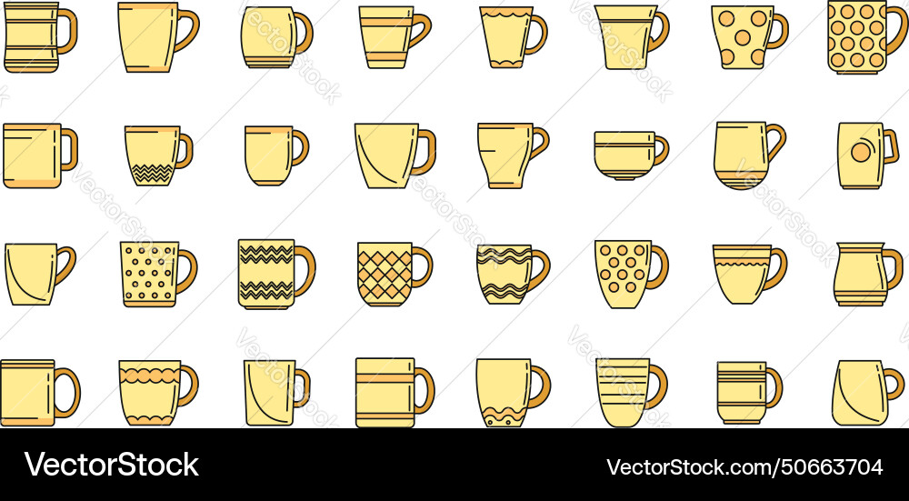 Mug icons set color Royalty Free Vector Image - VectorStock