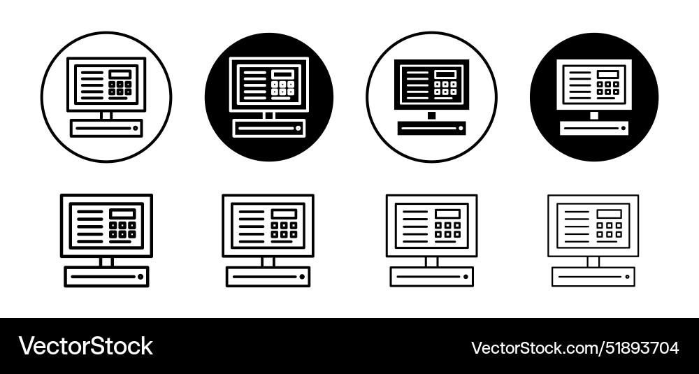 Pos system icon set collection outline Royalty Free Vector