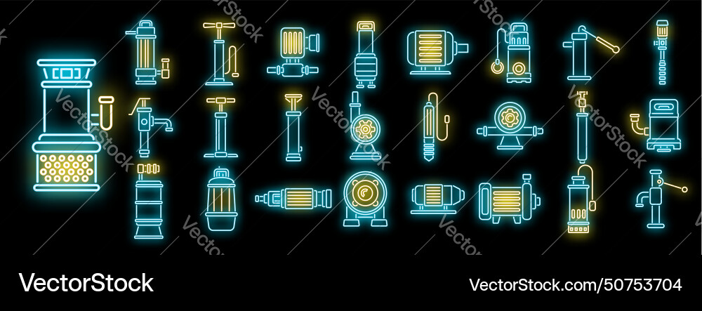 Pump icons set neon Royalty Free Vector Image - VectorStock