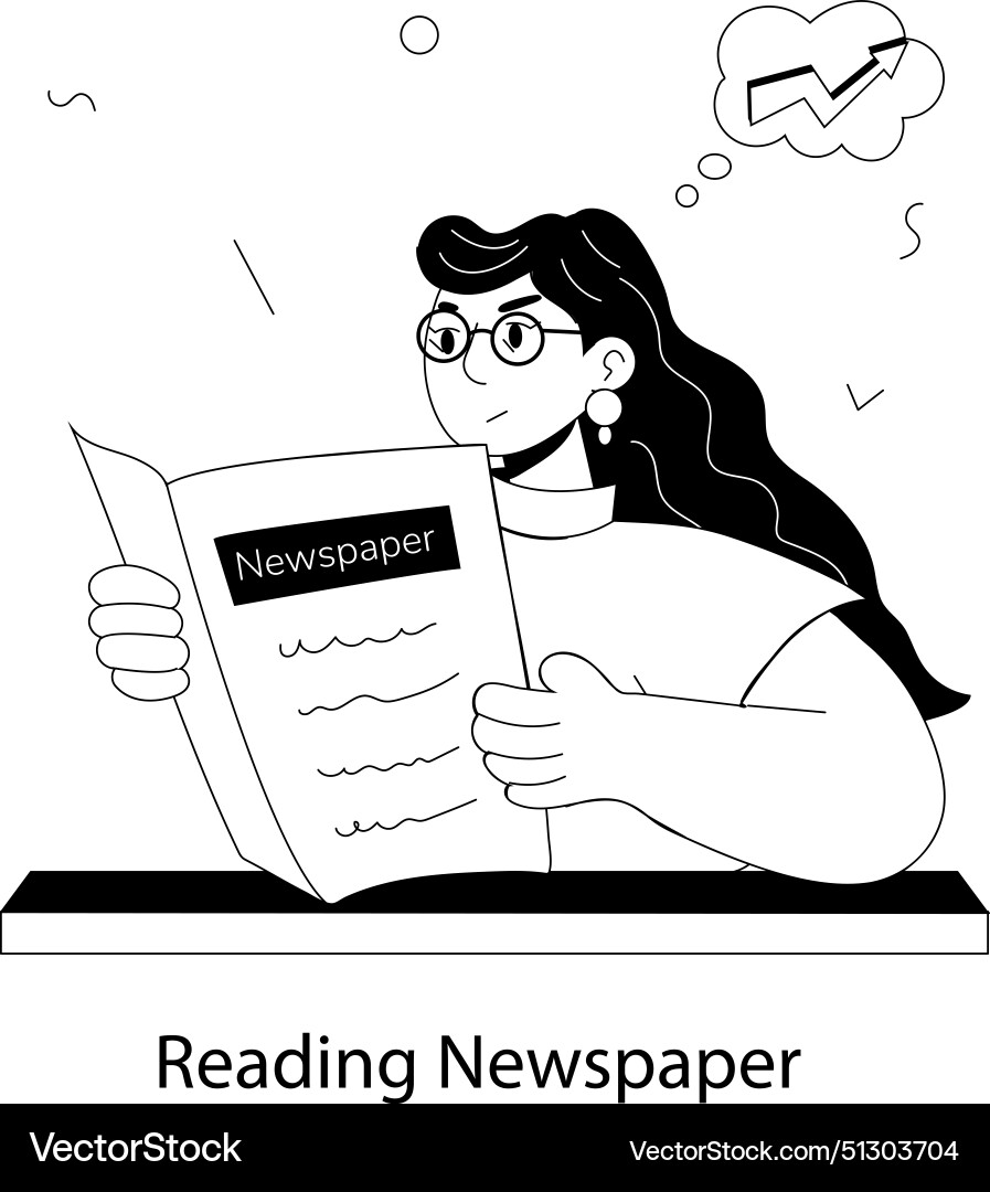 Reading newspaper Royalty Free Vector Image - VectorStock