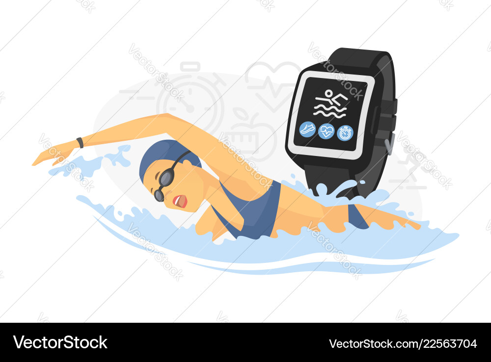 Swimming - modern colorful cartoon Royalty Free Vector Image