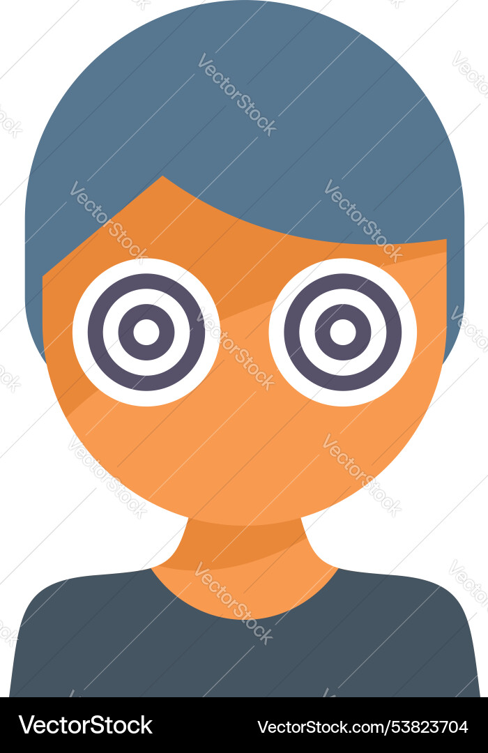 Young man feeling dizzy with spiral eyes showing Vector Image