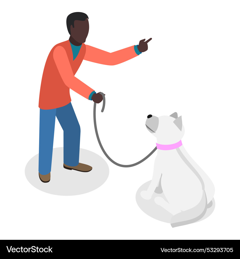 3d isometric flat set of dog training Royalty Free Vector