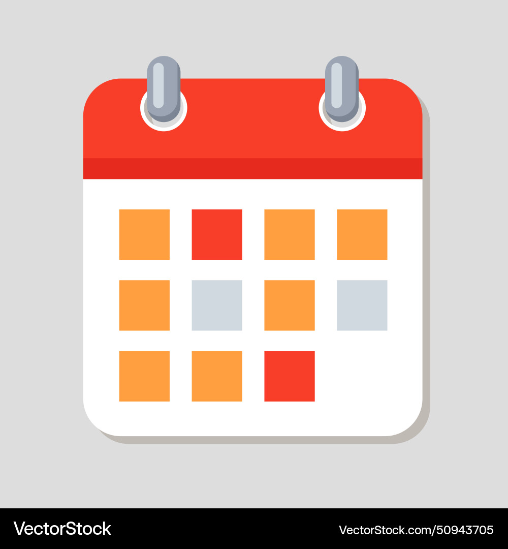 Calendar flat design isolated icon Royalty Free Vector Image
