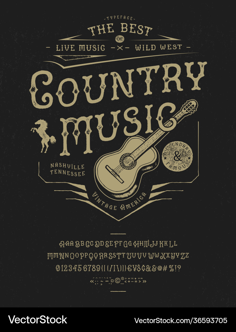 Country Music Font - Retro Typeface – Royalty-Free Vector | VectorStock