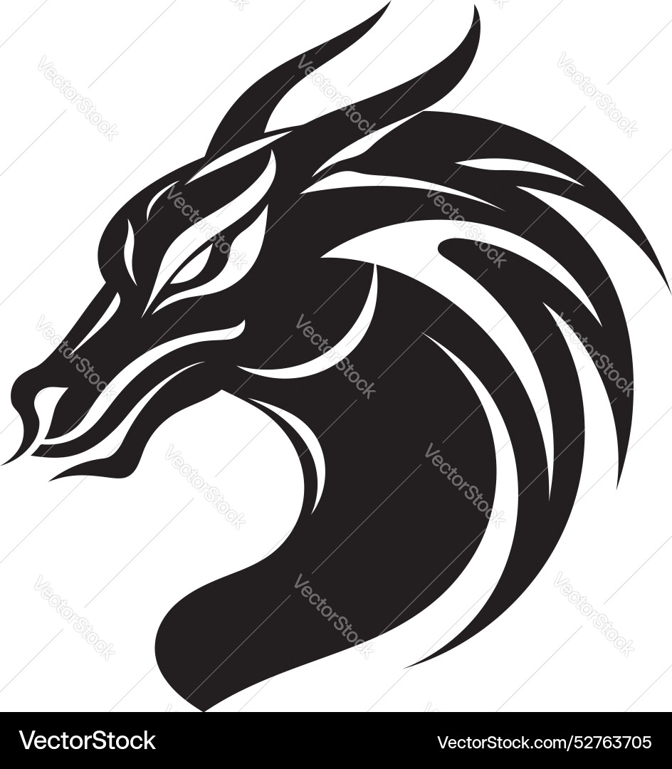 Dynamic dragon design cartoon head tattoo logo Vector Image