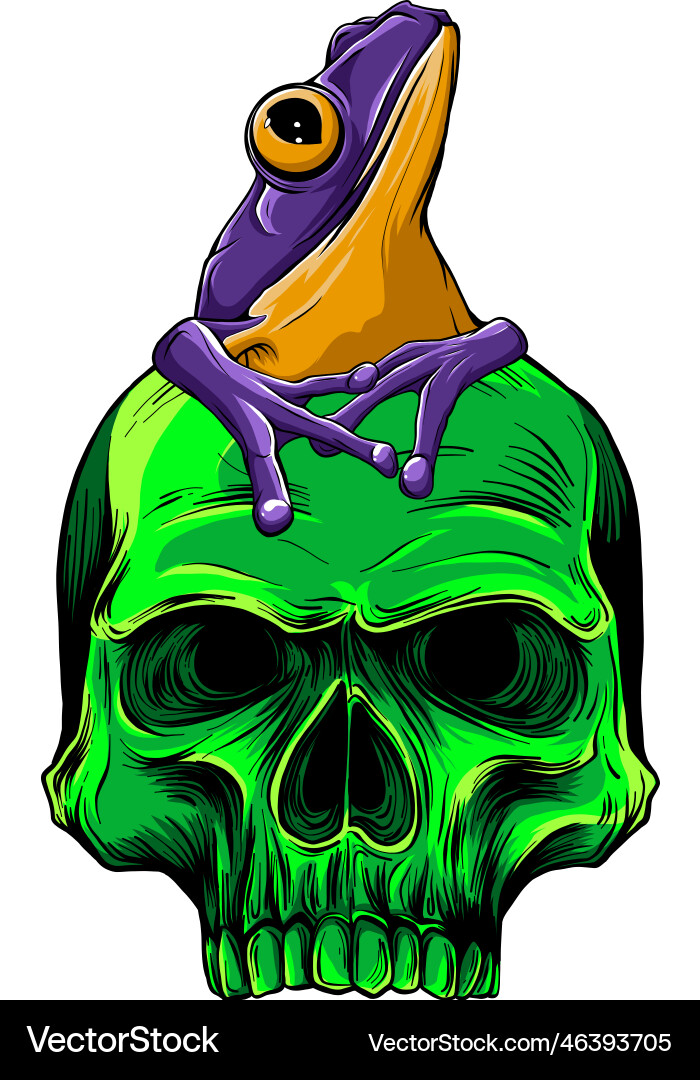 Frog on human skull design Royalty Free Vector Image