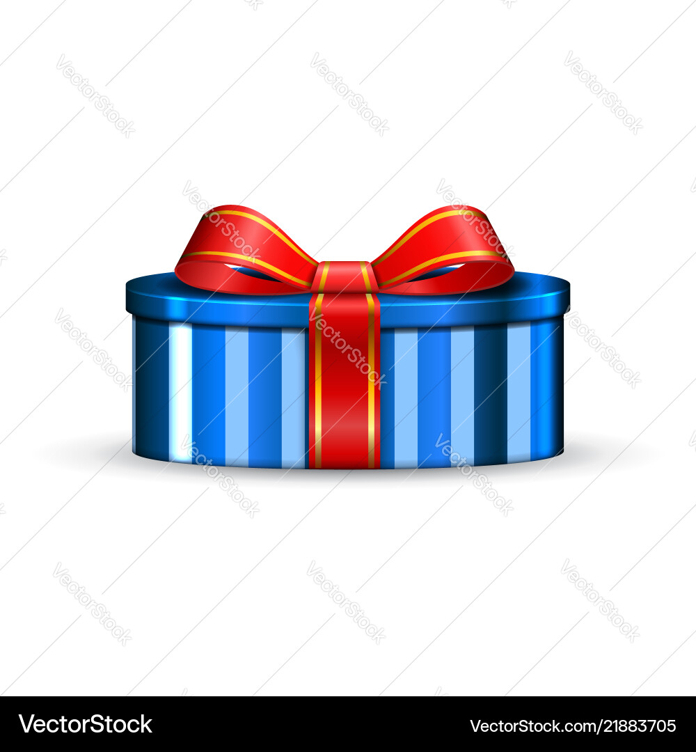 Gift box 3d red ribbon bow isolated white Vector Image