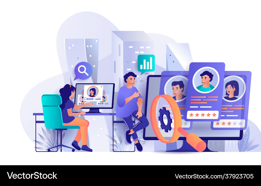 Hr process concept in flat design Royalty Free Vector Image