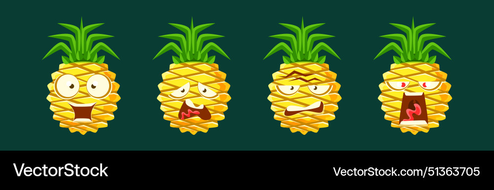 Pineapple character emotion and face expression Vector Image