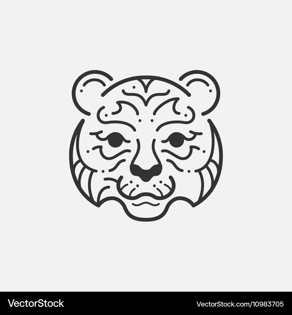 Tiger line mono Royalty Free Vector Image - VectorStock