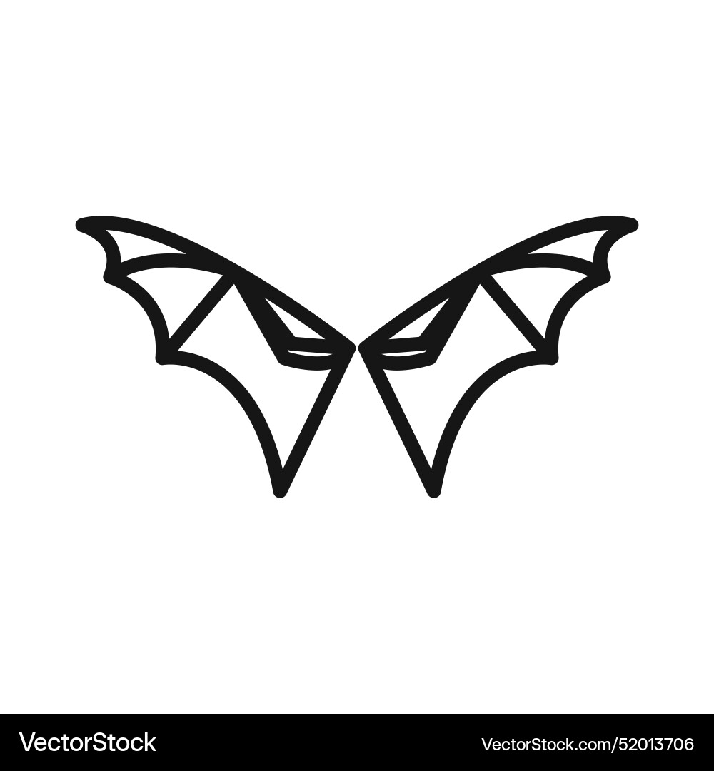 Bat wing icon black line art Royalty Free Vector Image