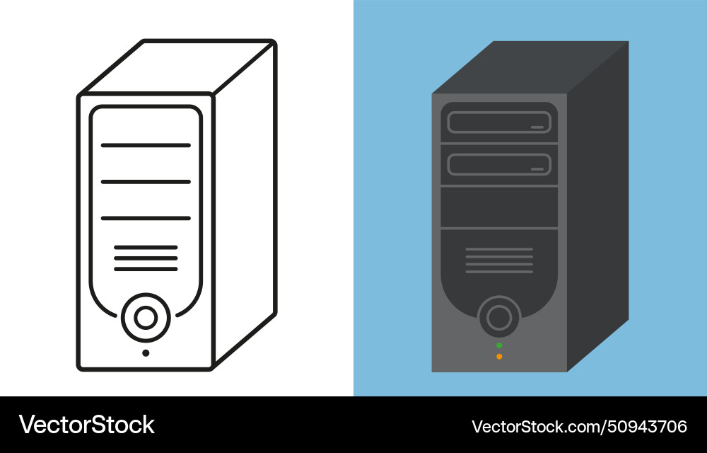 Computer tower or case flat Royalty Free Vector Image