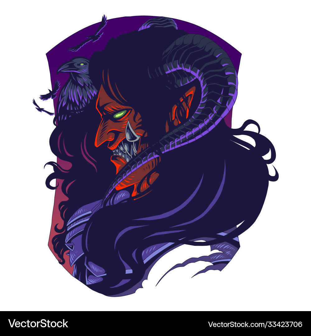 Devil with crow mascot logo Royalty Free Vector Image