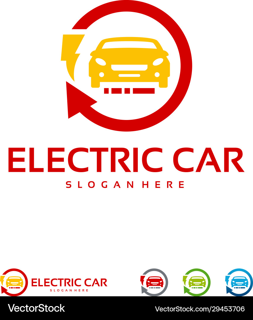 Electric car logo designs concept technology Vector Image