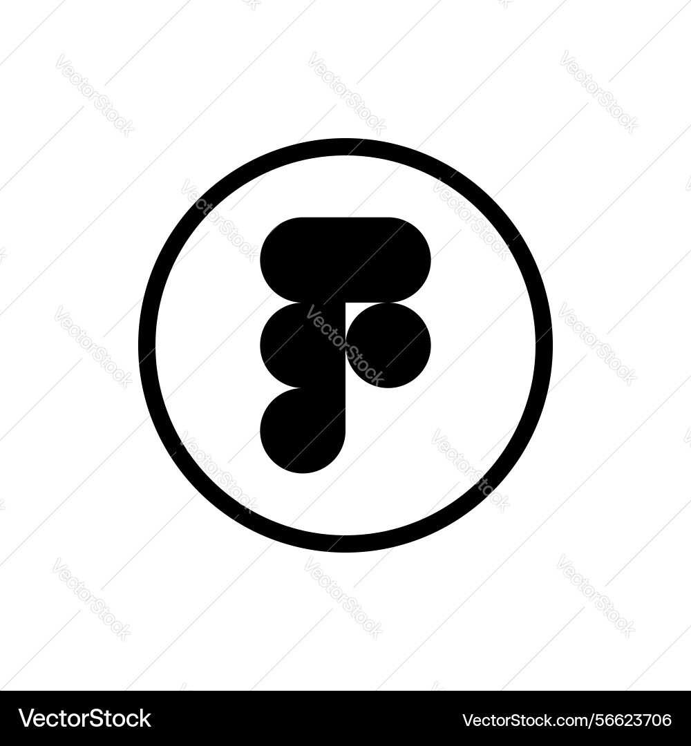 Figma logo black circle outline icon app Vector Image