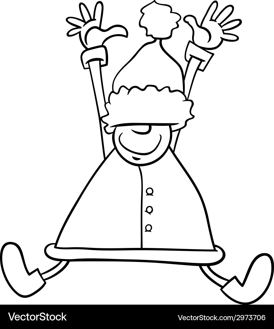 Happy santa Cartoon Färbung Seite Lizenzfreies Vektorbild