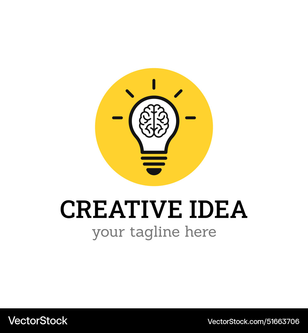 Idea logo or creative light bulb and brain Vector Image