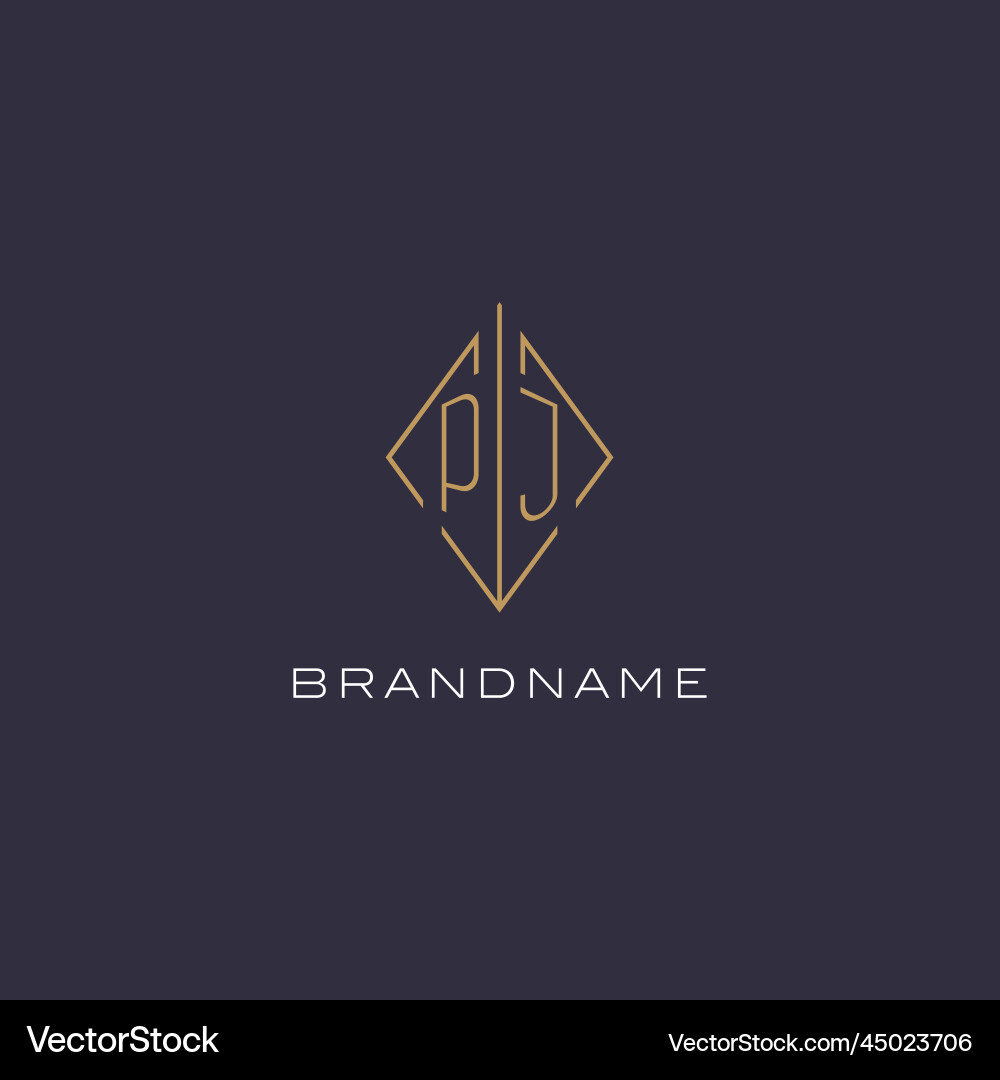 Initial letter pj logo monogram with diamond Vector Image